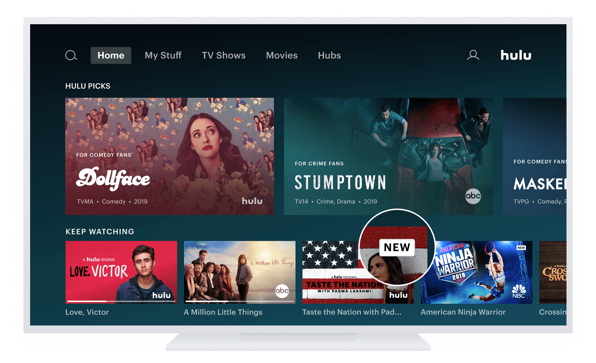 Content badges on Hulu