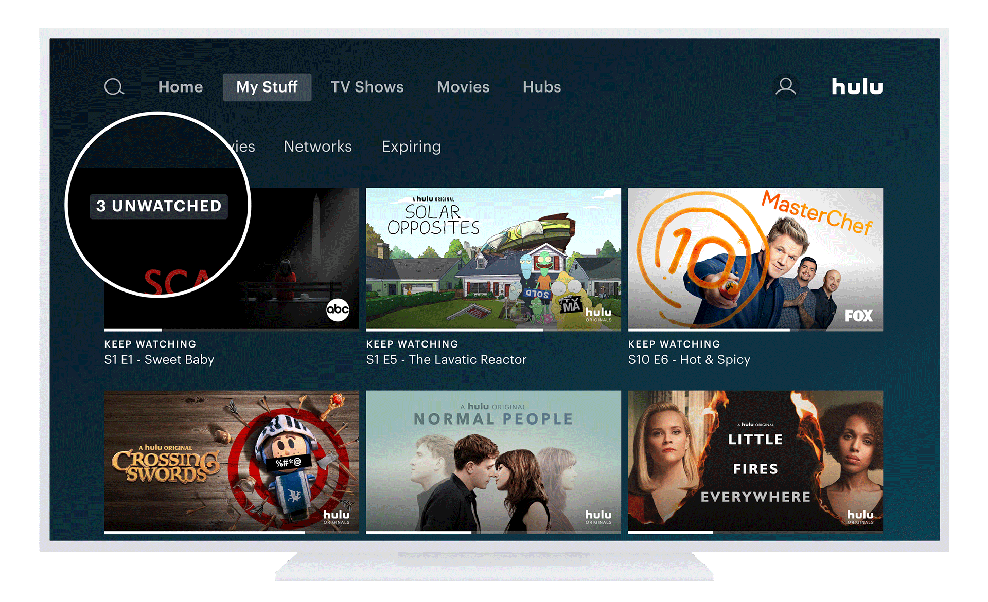 Content badges on Hulu